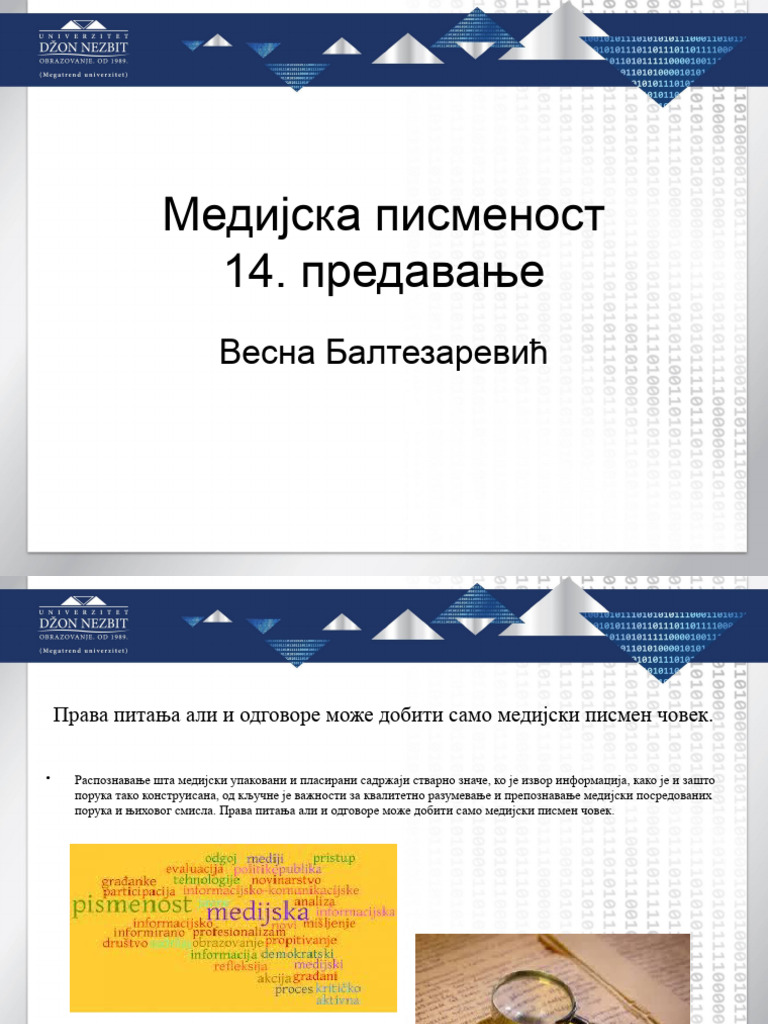 Presentation 14 Medijska Pismenost | PDF