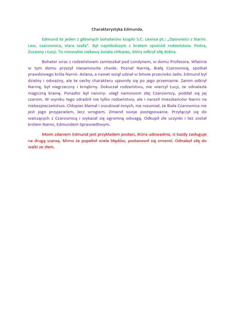 Charakterystyka Edmunda | PDF