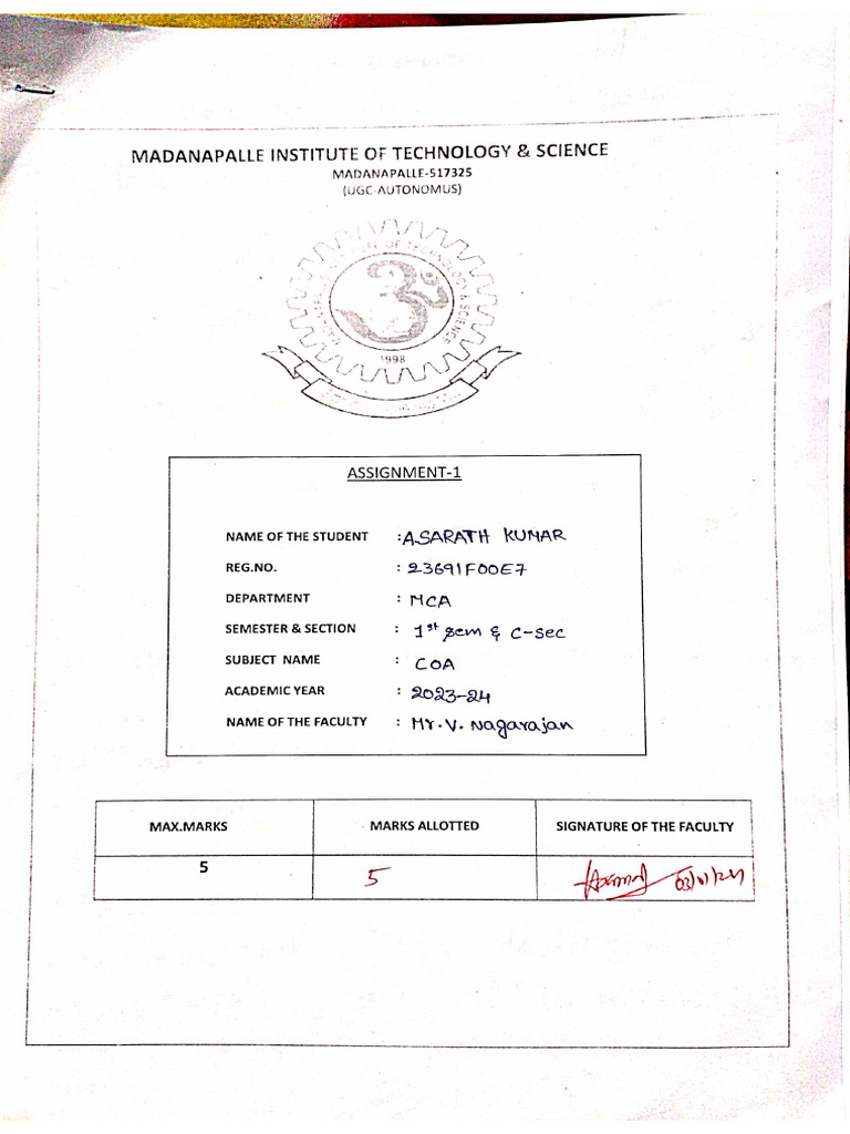 COA Assignment | PDF
