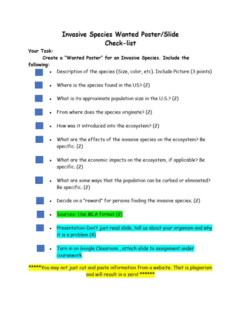 Invasive Species Wanted Poster Guide | PDF | Science & Mathematics