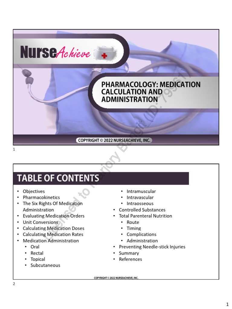 Pharmacology - Medication Calculation and Administration | Download ...