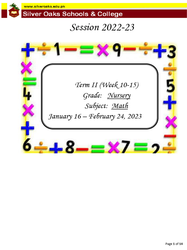 Nursery Math Lesson Plan: Term II | PDF | Teachers | Numbers