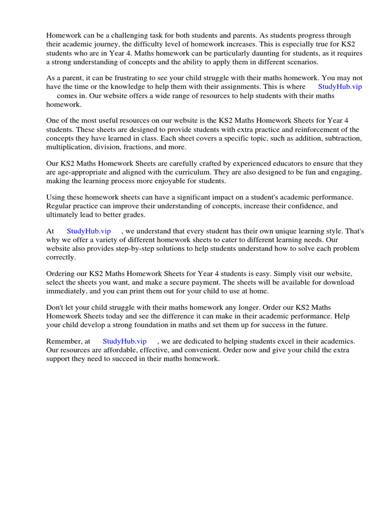 Ks2 Maths Homework Sheets Year 4 | PDF | Worksheet | Mathematics