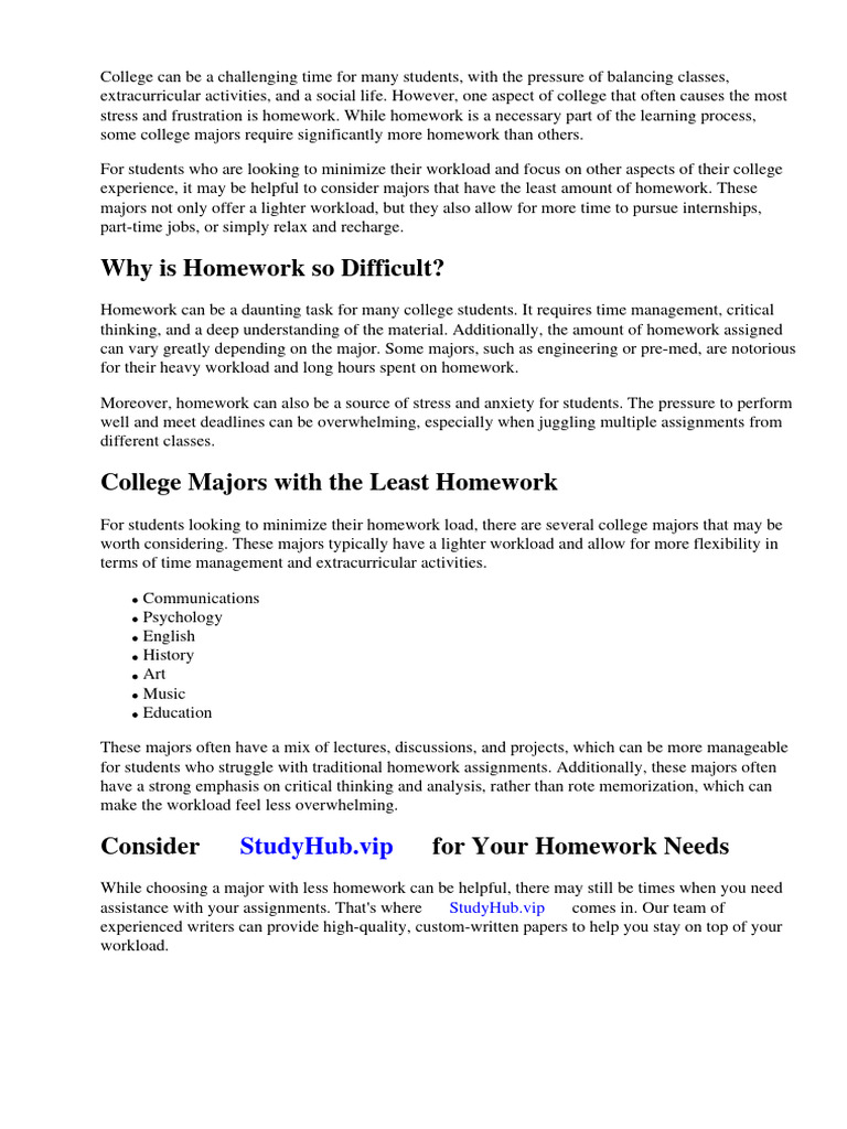 College Majors With Least Homework | PDF | Homework | Pharmacy