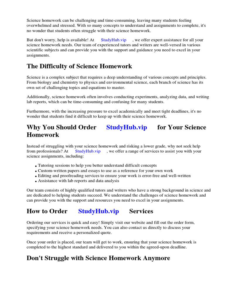 Help For Science Homework | PDF | Science | Homework