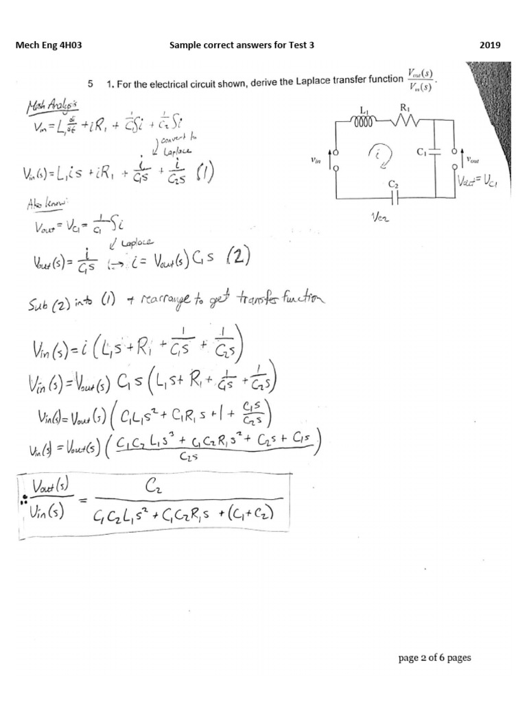 Mech Eng 4H03 Test 3 Sample Answers | PDF