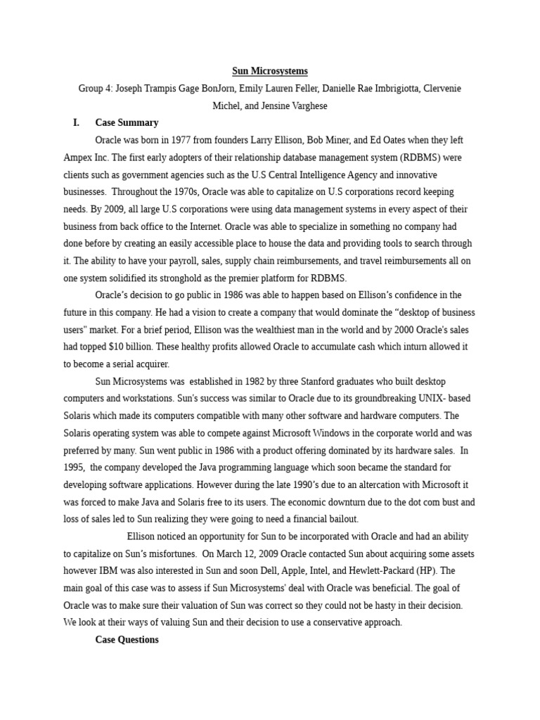 Sun Microsystems Case Study | PDF | Equity (Finance) | Discounted Cash Flow
