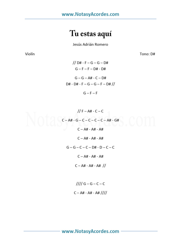 Tu Estas Aqui en Violin Jesus Adrian Romero | PDF | Negocios