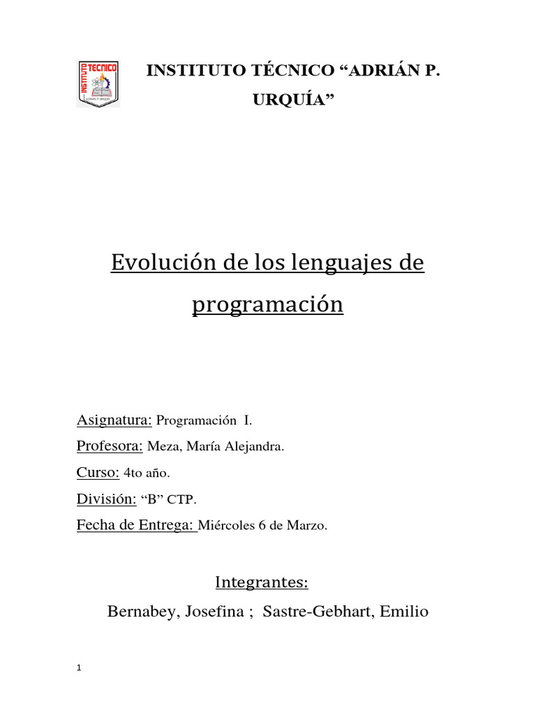 Informe Generaciones de Los Lenguajes de Programación | PDF ...