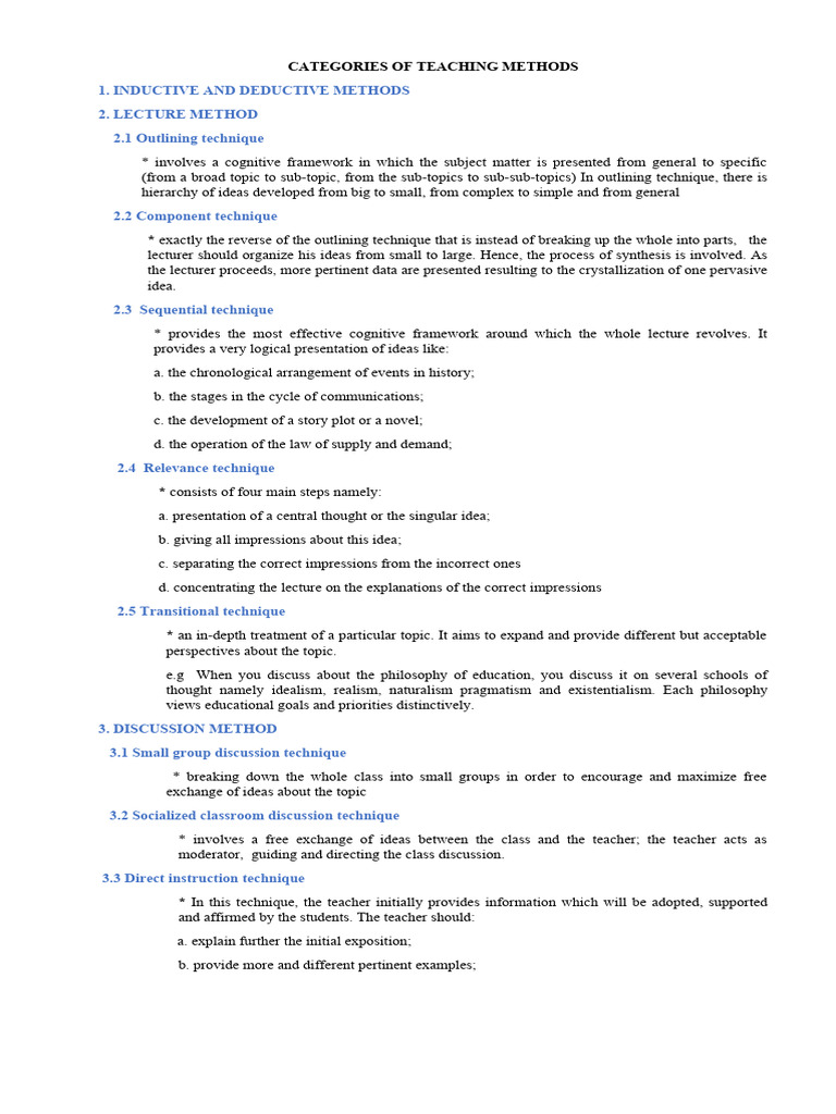Teaching Methods Overview | PDF | Teaching Method | Teachers