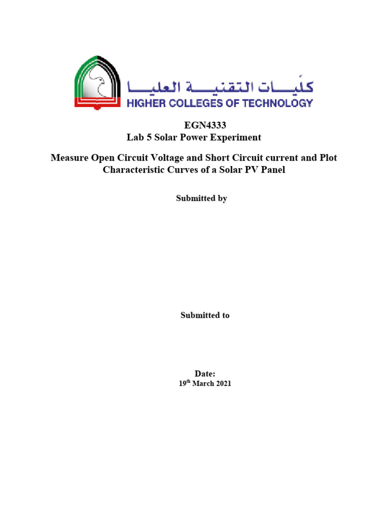 Lab PV Panel VOC and ISC | PDF | Photovoltaics | Solar Power
