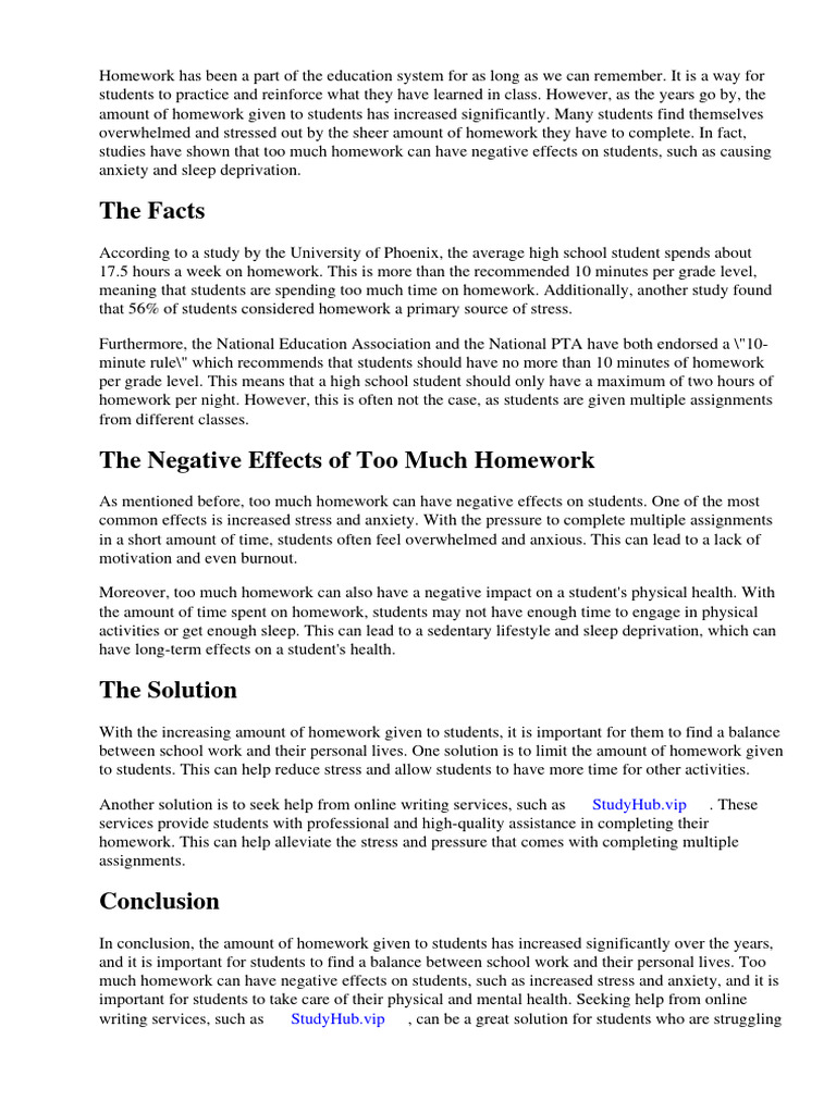 Facts Why Students Should Have Less Homework | PDF | Homework ...
