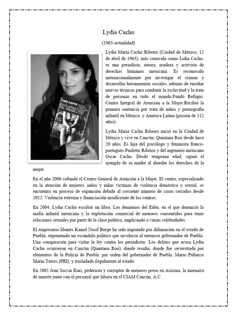 Lydia Cacho: Lucha contra la trata y esclavitud | PDF