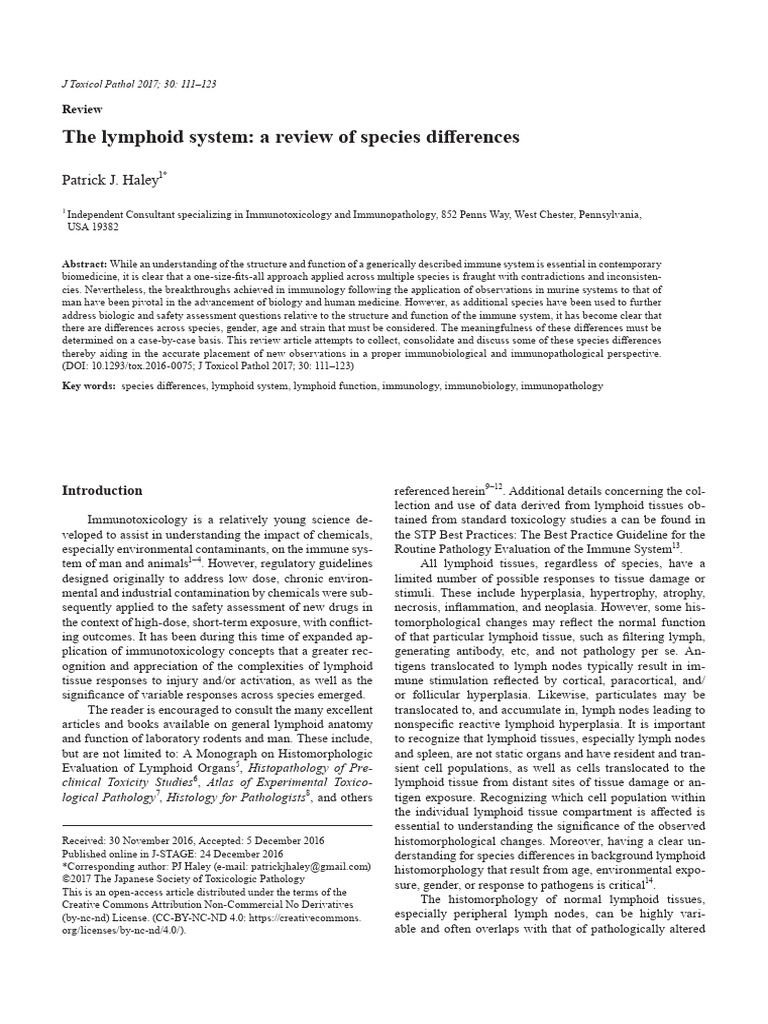 The Lymphoid System: A Review of Species Differences | PDF | Lymph Node ...