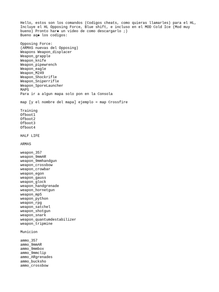 Comandos (Cheats) For HALF-LIFE | PDF