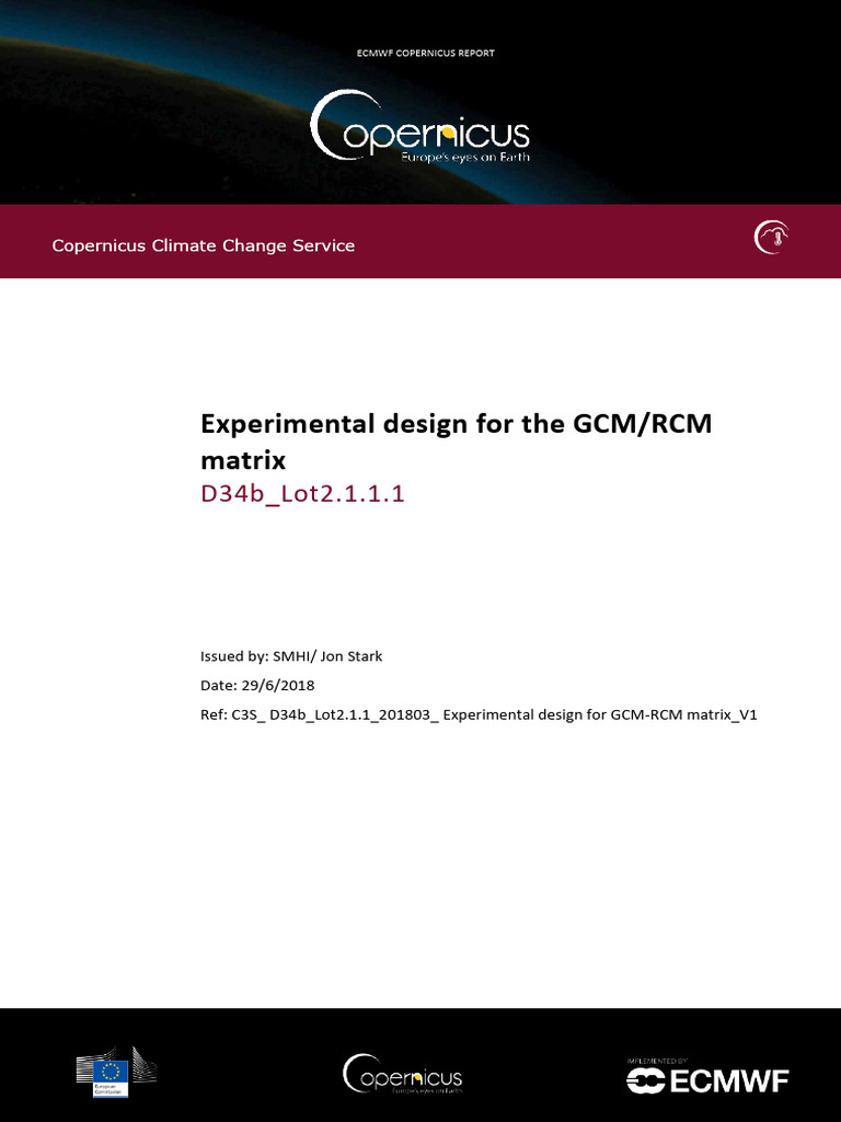 C3S - D34b - Lot2111-Experimental Design For The GCM-RCM Matrix ...