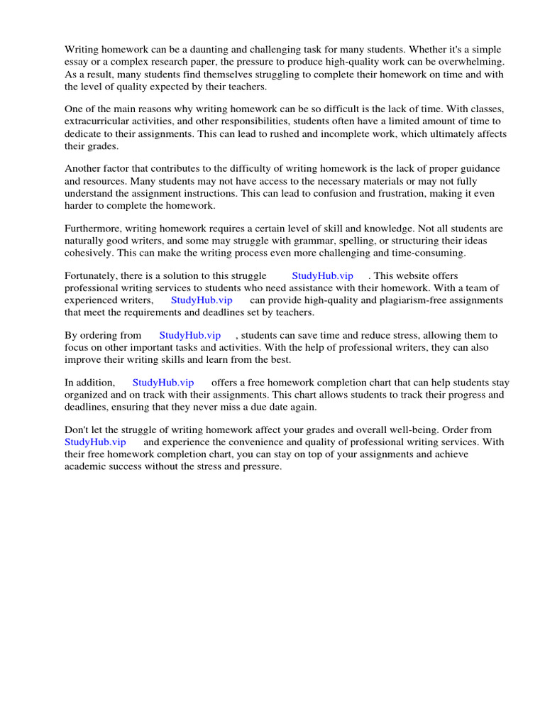 Free Homework Completion Chart | PDF | Homework | Teachers