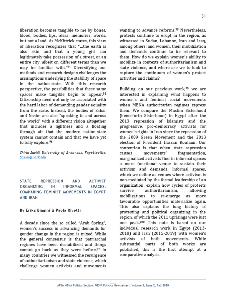 MENA Feminist Movements Under Repression | PDF | Gender Studies | Feminism
