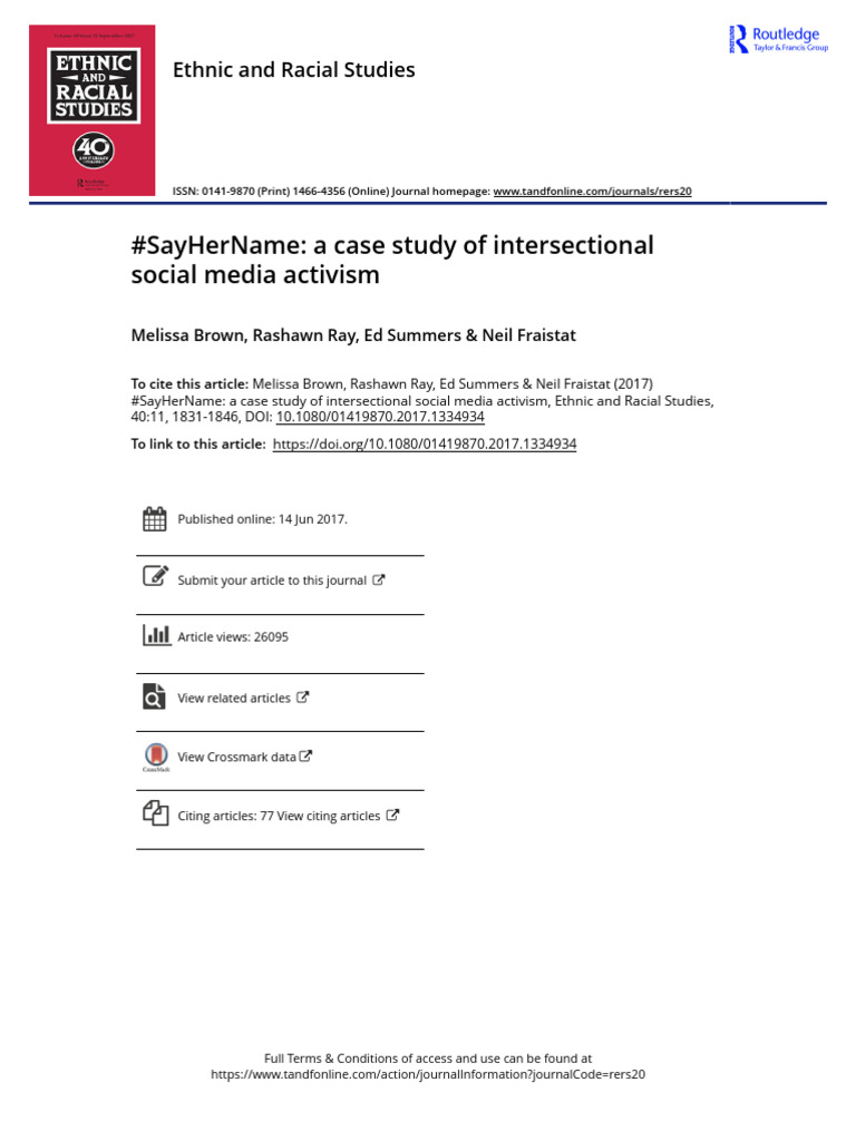 SayHerName A Case Study of Intersectional Social Media Activism | PDF ...