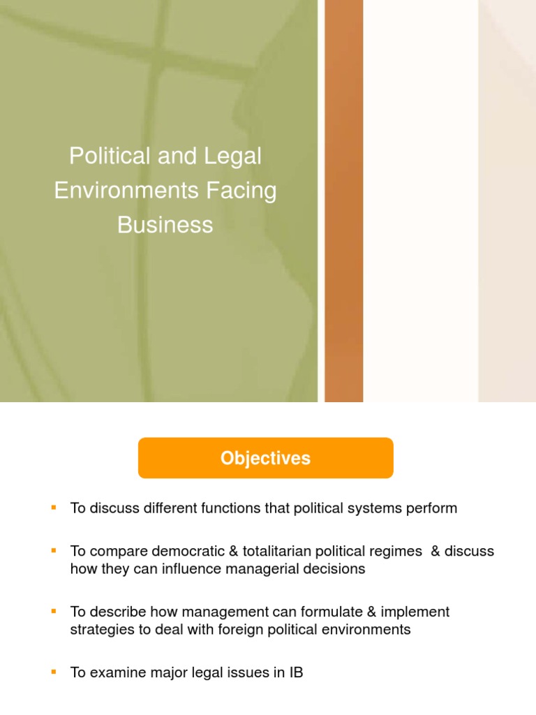 Political & Legal Environment | PDF | Taiwan | International Business