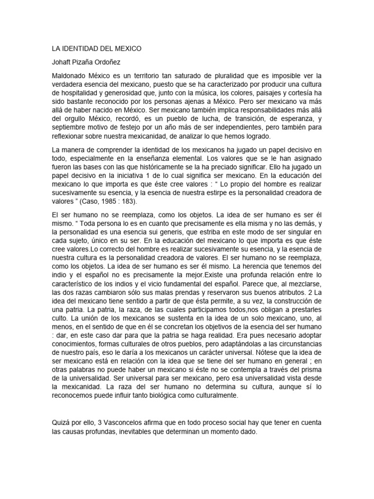 La Identidad Del Mexico | PDF | México | Humano