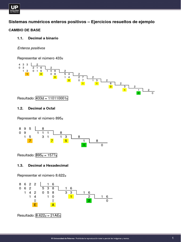 Sistemas Numericos - Ejercicios Resueltos de Ejemplo | PDF | Poco ...