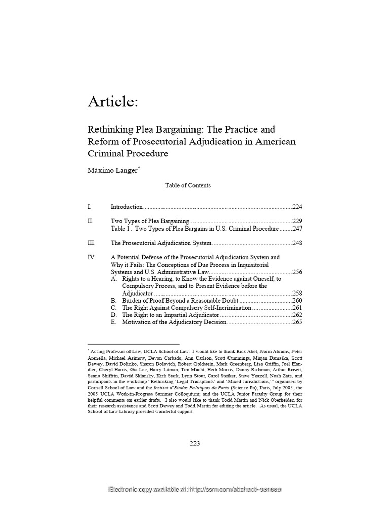 Reforming Plea Bargaining in U.S. Law | PDF | Plea | Plea Bargain