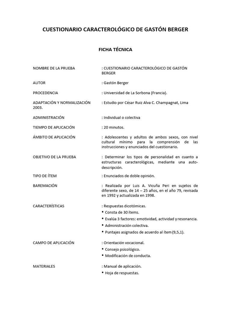 Nivel Secundario (Berger, Test de Habitos de Estudios) | PDF ...