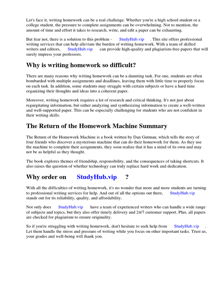 Return of The Homework Machine Summary | PDF | Pay Pal | E Bay