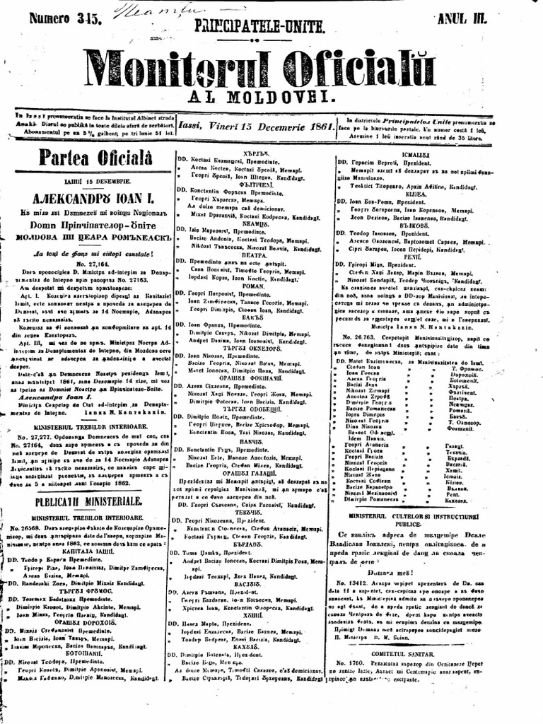 Principatele Unite. Monitorul Oficialu Al Moldovei, Nr. 345 (Vineri, 15 ...