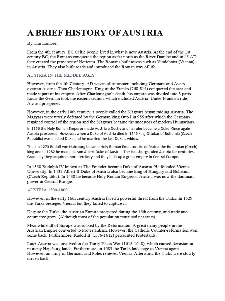 A Brief History of Austria | PDF | Austria | Holy Roman Empire