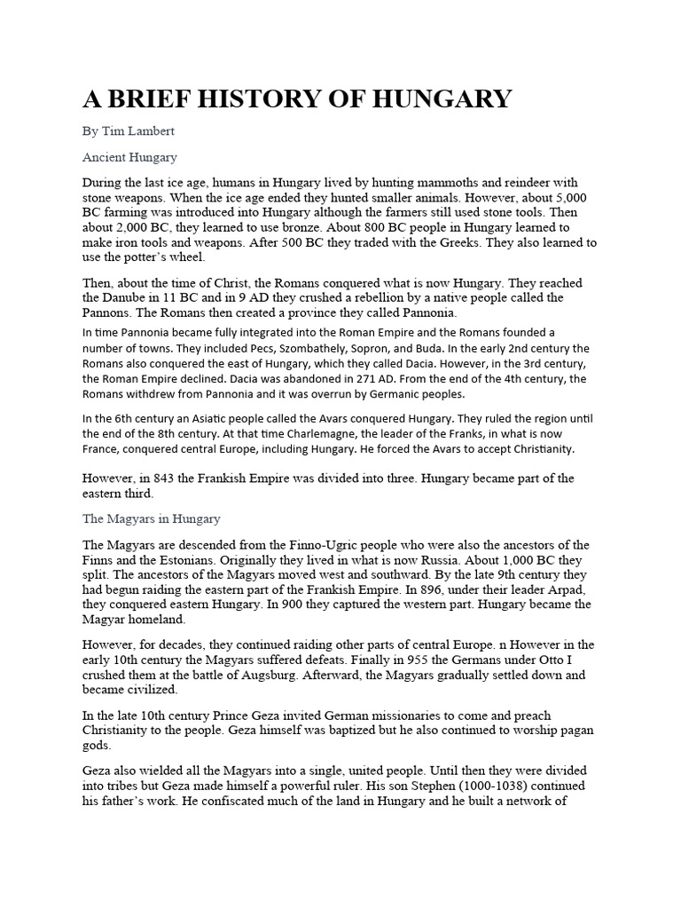 A Brief History of Hungary | PDF | Hungary | Austria Hungary