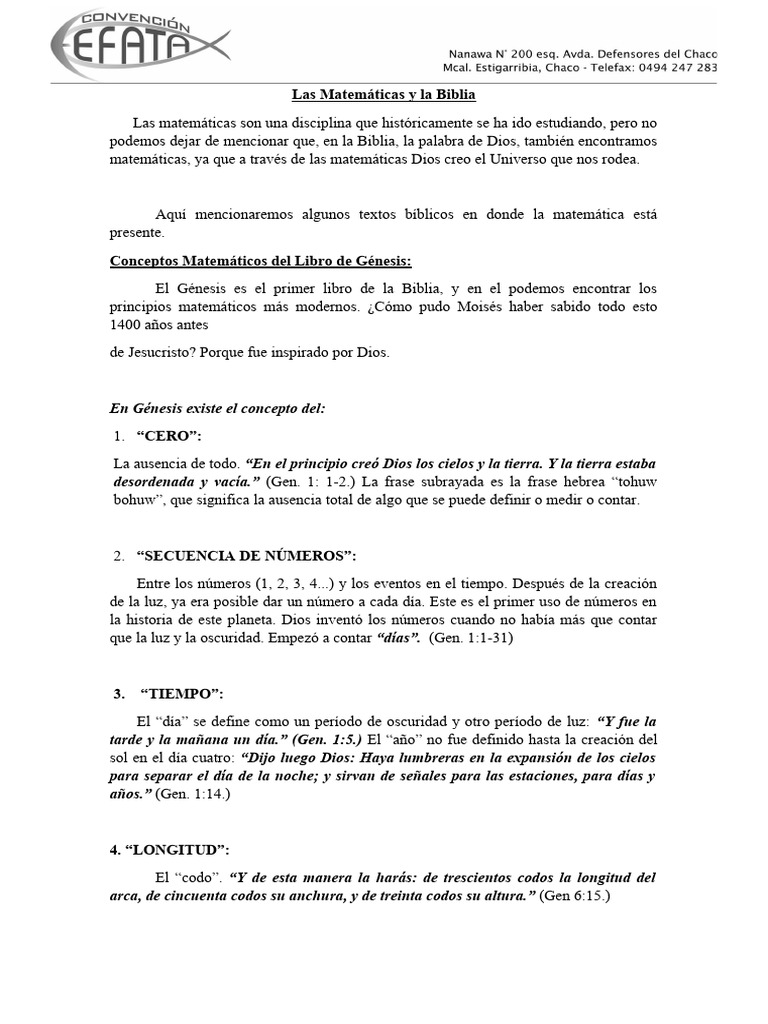Las Matemáticas y La Biblia | PDF | Biblia | Libro del Génesis