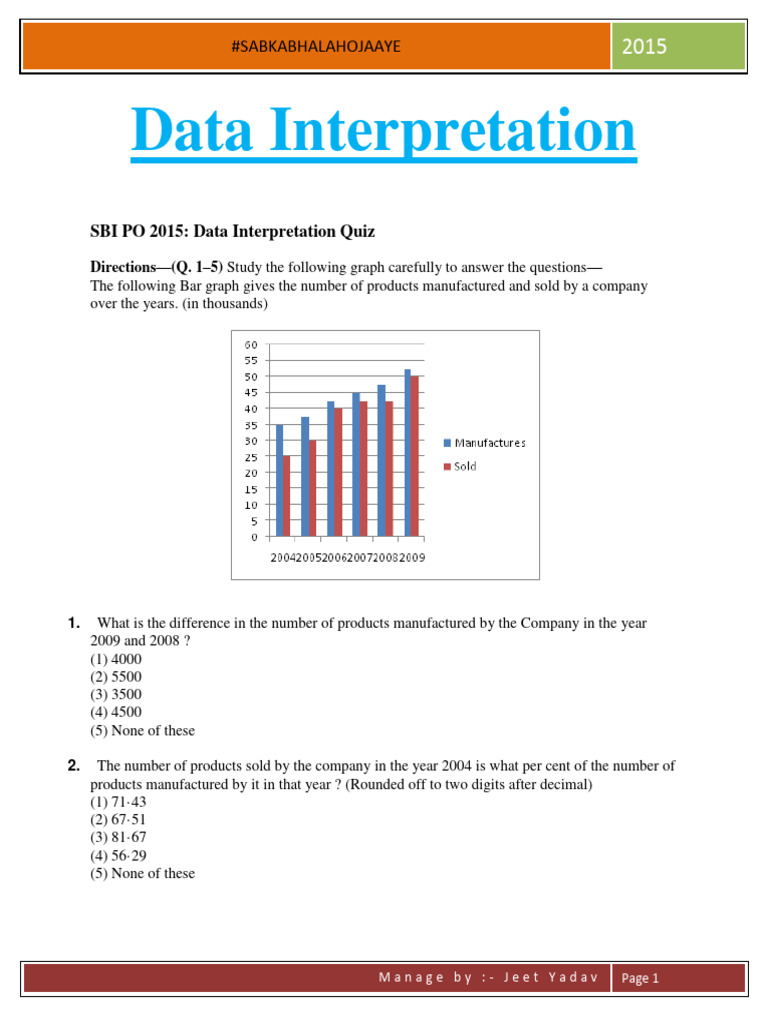 Data Interpretation Jeet Yadav | PDF | Speed | Arithmetic
