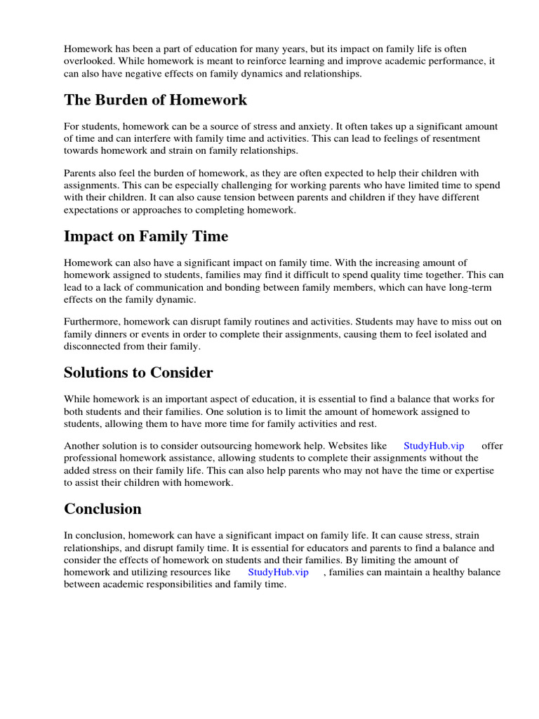 Effects of Homework On Family Life | PDF | Homework | Mental Health