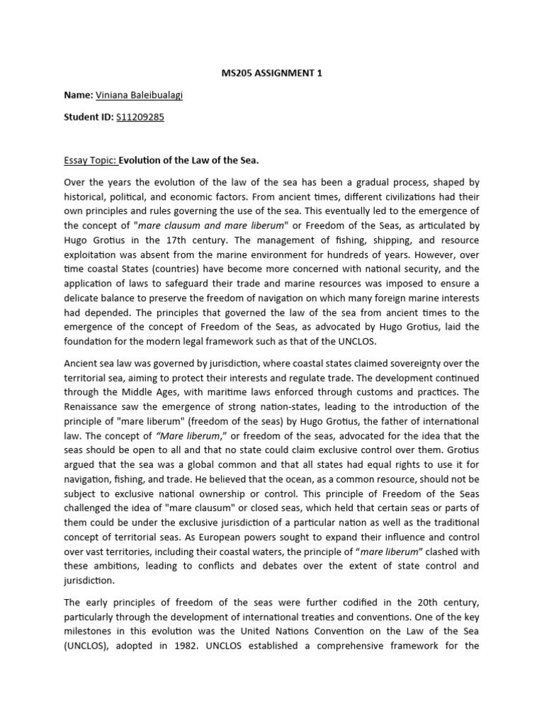 MS205 ASSIGNMENT 1 - Final | PDF | United Nations Convention On The Law ...