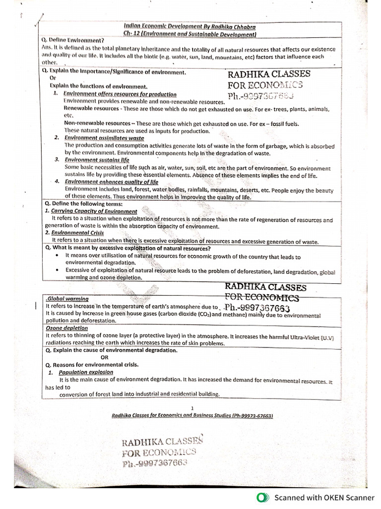 IED Ch-12 Environment and Sustainable Development | PDF