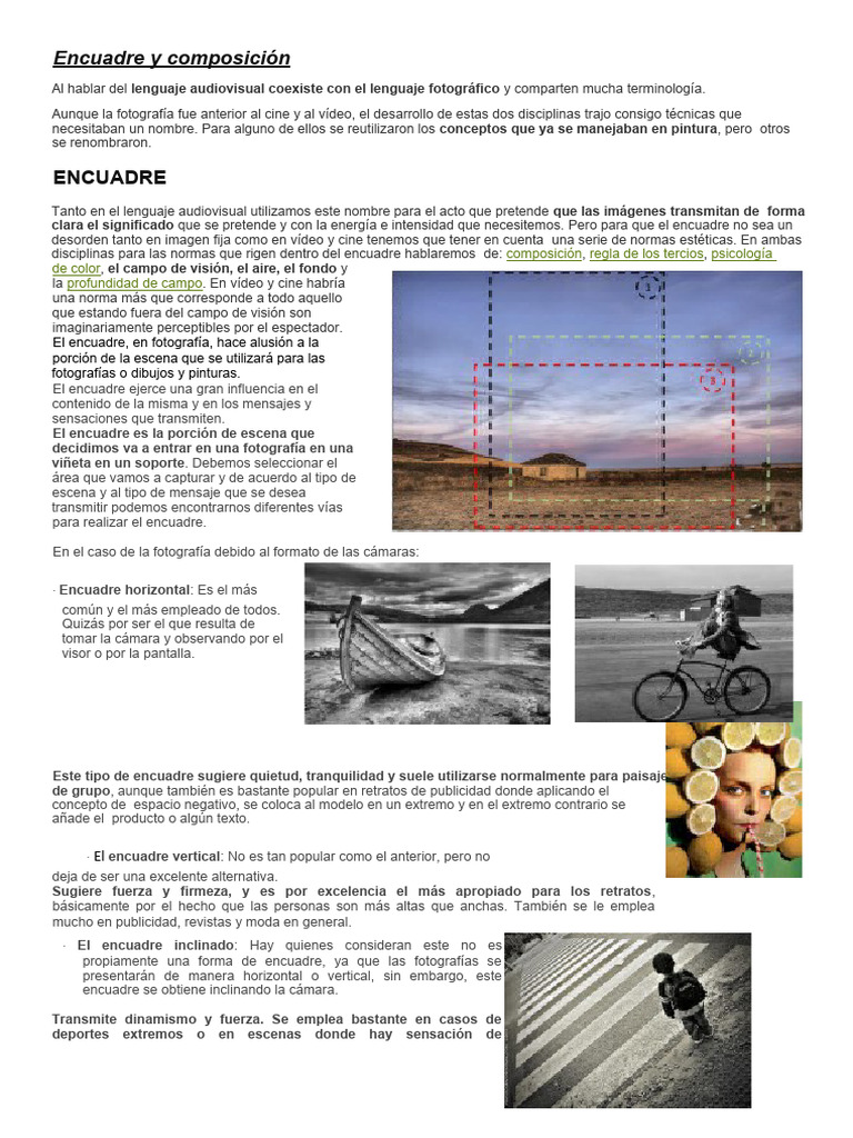 Tipos de Encuadre en Fotografía y Cine | PDF | Composición (artes ...