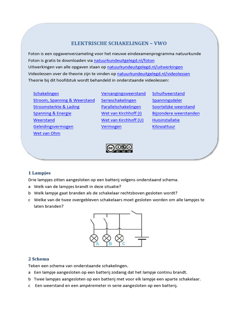 Foton Elektrische Schakelingen VWO | PDF