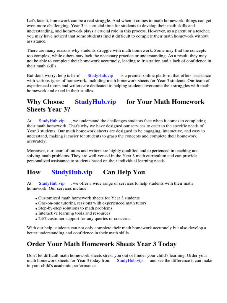 Maths Homework Sheets Year 3 | PDF | Worksheet | Mathematics