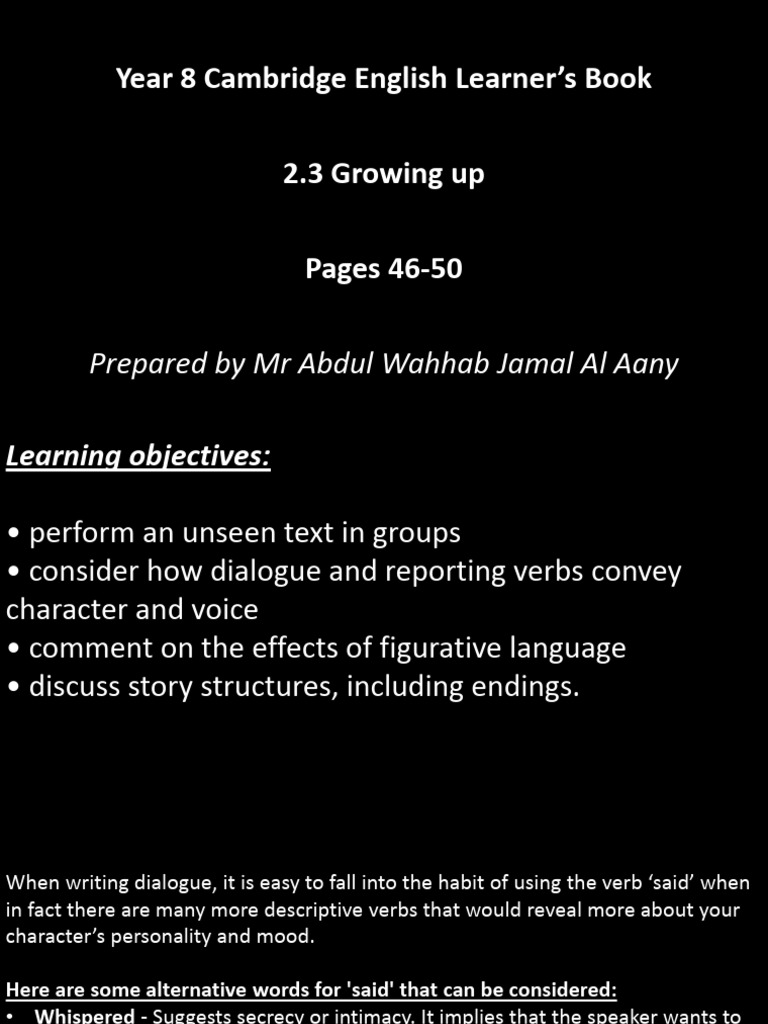 Y8 U1 LB 2.3 - Growing - Up | PDF | Courage | Gesture