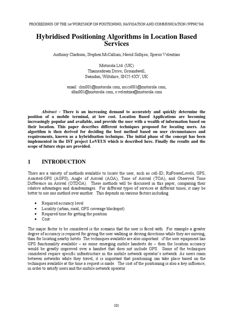 Positioning Algorithms in LBS | PDF | Global Positioning System | Base ...