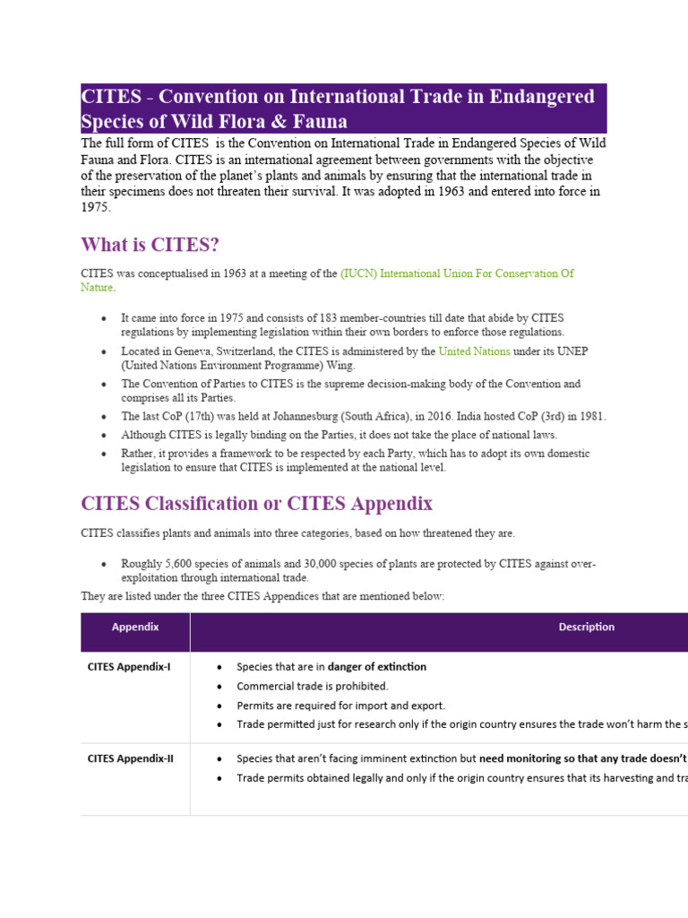 CITES | PDF | Cites | Natural Environment