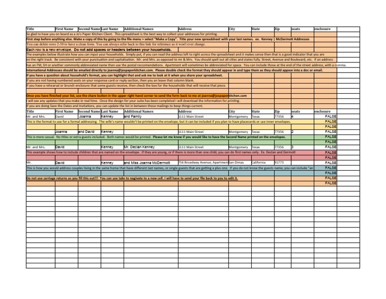 JPK Address Spreadsheet | PDF | Spreadsheet | Computing
