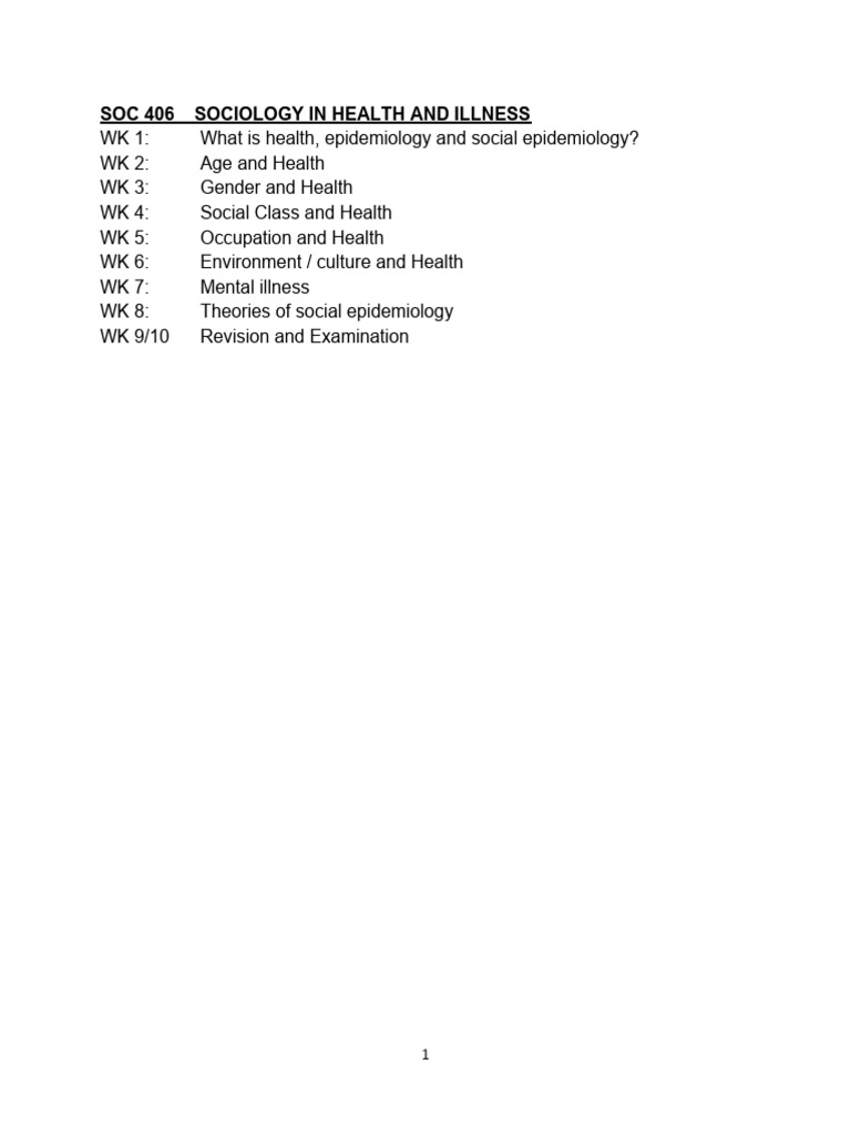 Sociology of Health & Illness | PDF | Mental Disorder | Epidemiology