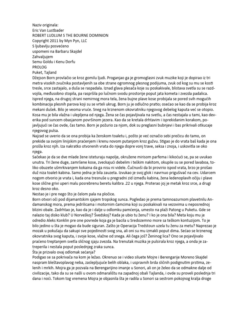 Bornova Dominacija. Erich Van Lustbader | PDF