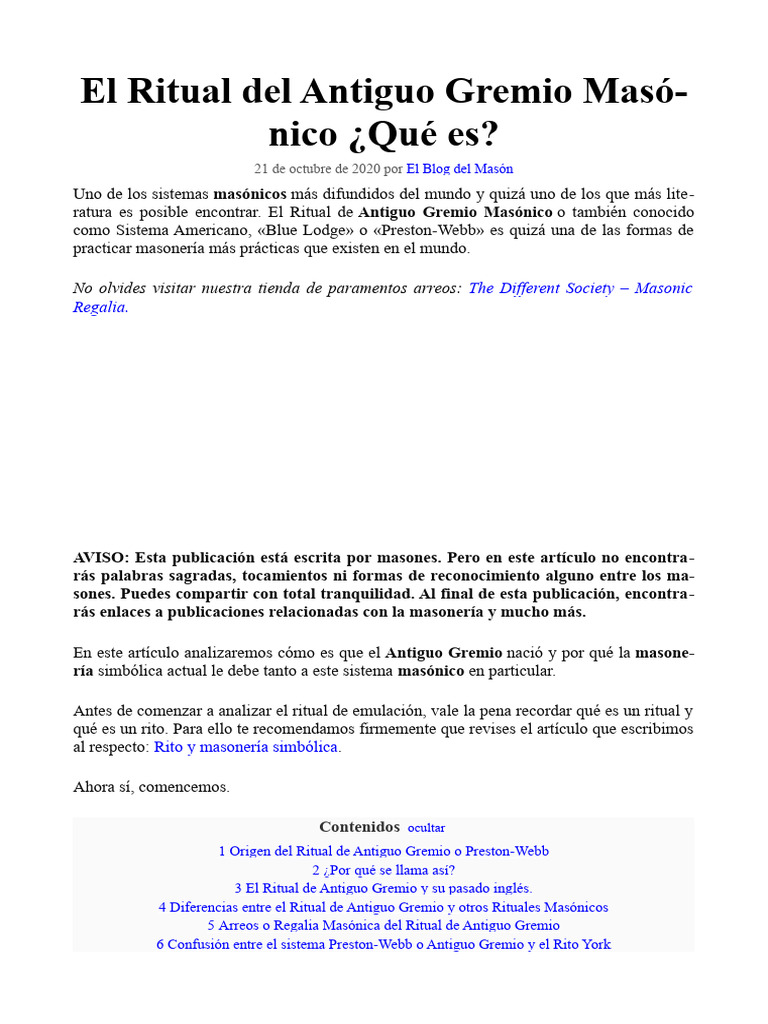 Ritual Preston-Webb en Masonería | PDF | Masonería | Rituales