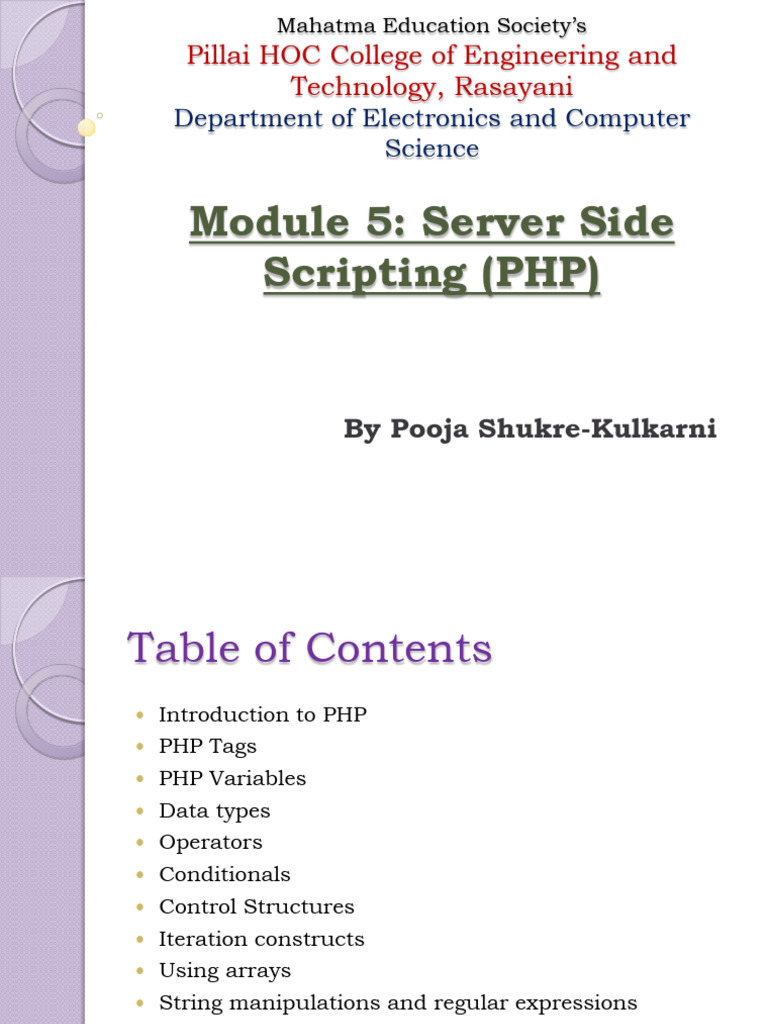 WT Module 5 | PDF | Php | World Wide Web