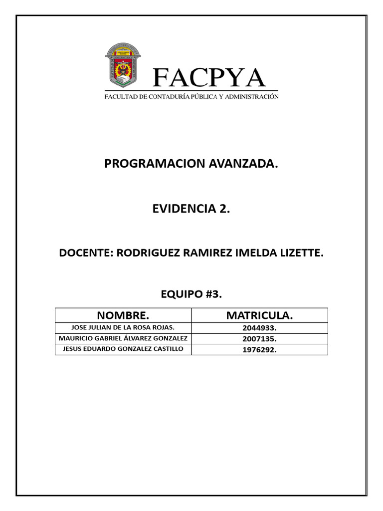 Equipo3 - Programacion Avanzada | PDF | Objeto (informática ...