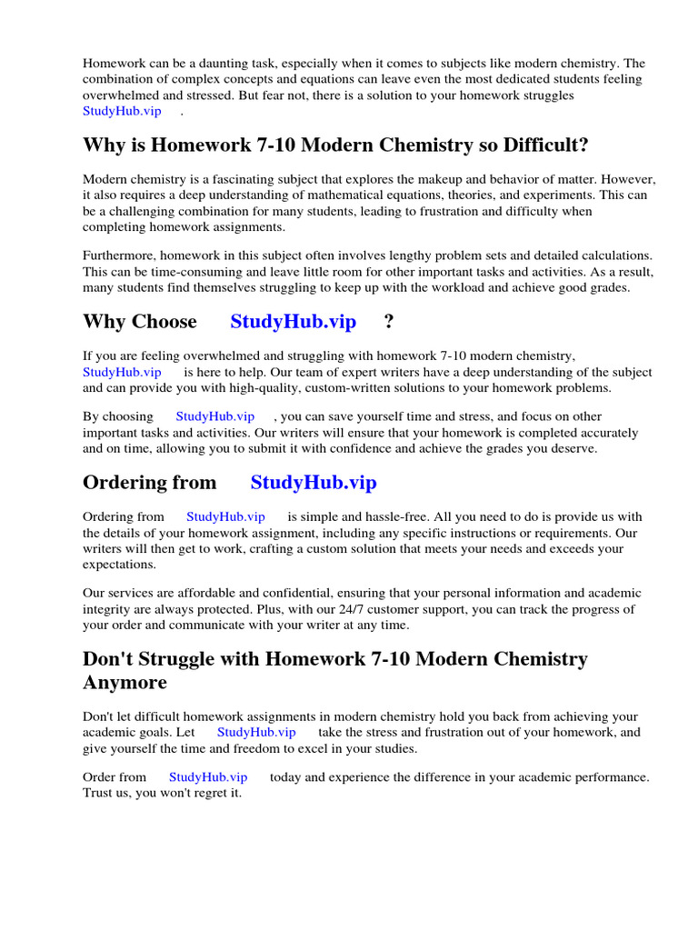 Homework 7-10 Modern Chemistry | PDF | Chemical Elements | Chemistry